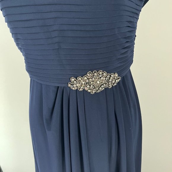 Alex Evenings | Dresses | Alex Evenings Navy Blue Cowl Neck Aline Matte ...